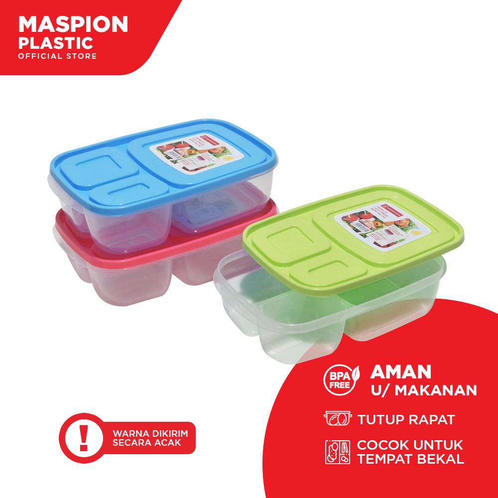 Maspion Kotak Makan Persegi - Lunch Box Square Isi 3 pcs | Lazada Indonesia