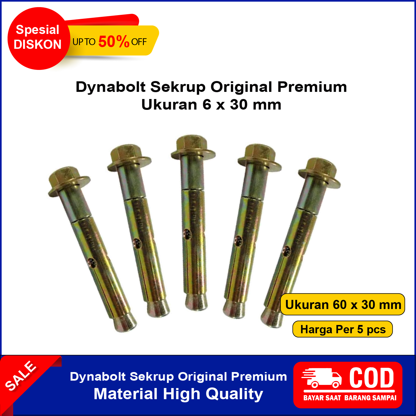 Baut Dynabolt Baut Tanam Untuk Tembok Beton Kontruksi Ukuran 6 x 30 Mm ...