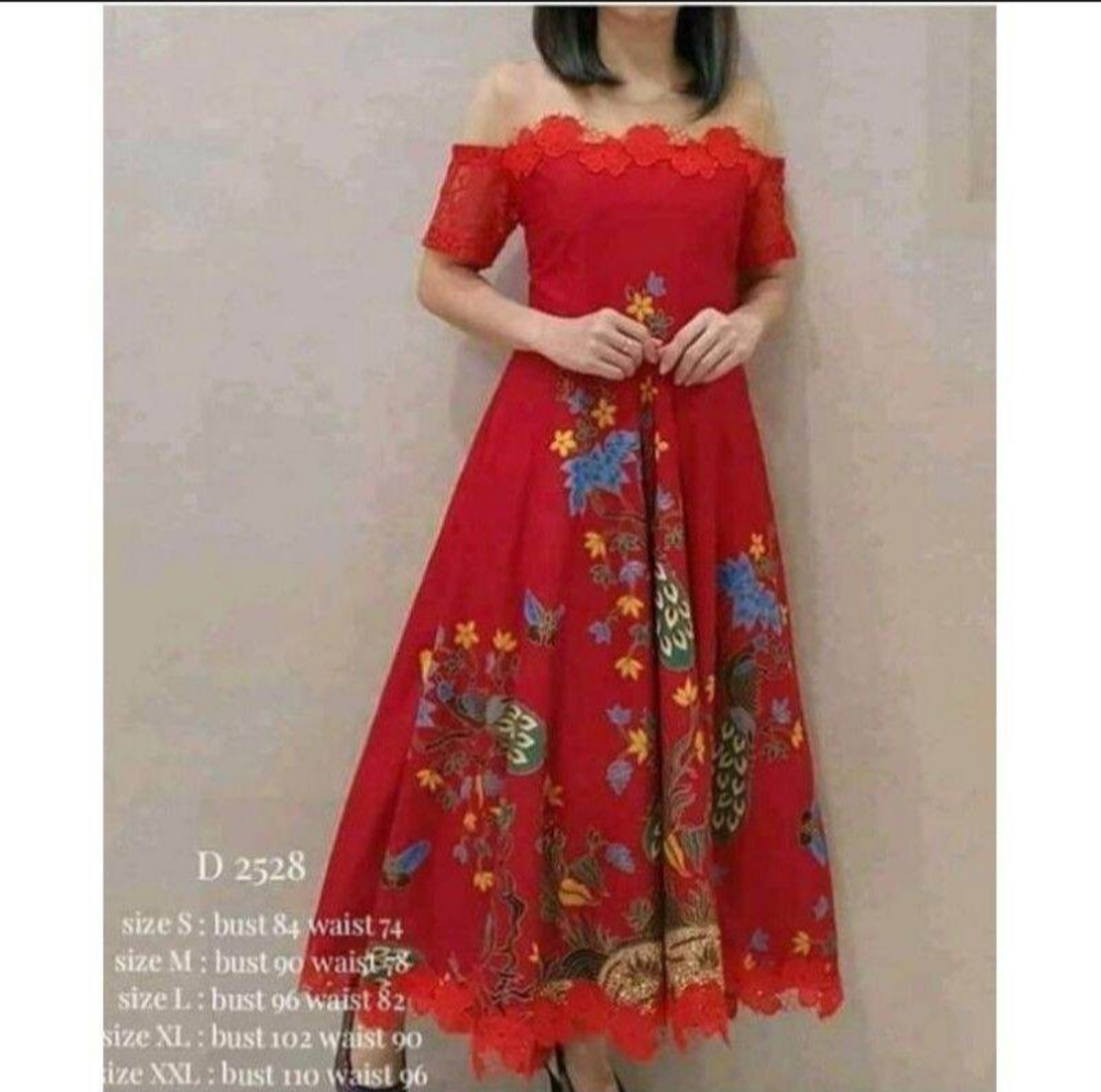 dres mewah motif batik model terbaru gaun pesta pernikahan ready ukuran ...