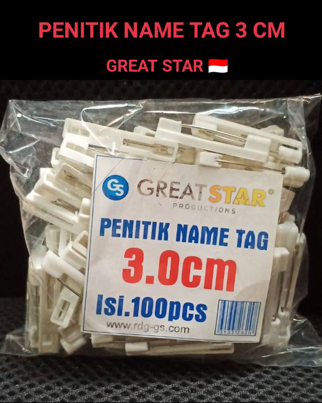 Penitik Name Tag/Penitik Bahan Papan Nama Dada 3CM Hitam & Putih 100 ...