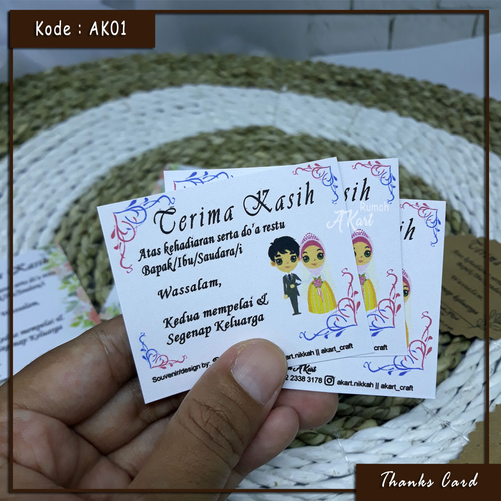 Kartu Tanda Terima Kasih/Souvenir Hajatan/Pernikahan (100 PCS) | Lazada ...