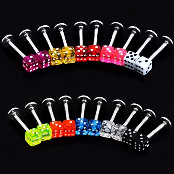 Piercing Dadu Warna anting lidah body telinga bibir | Lazada Indonesia