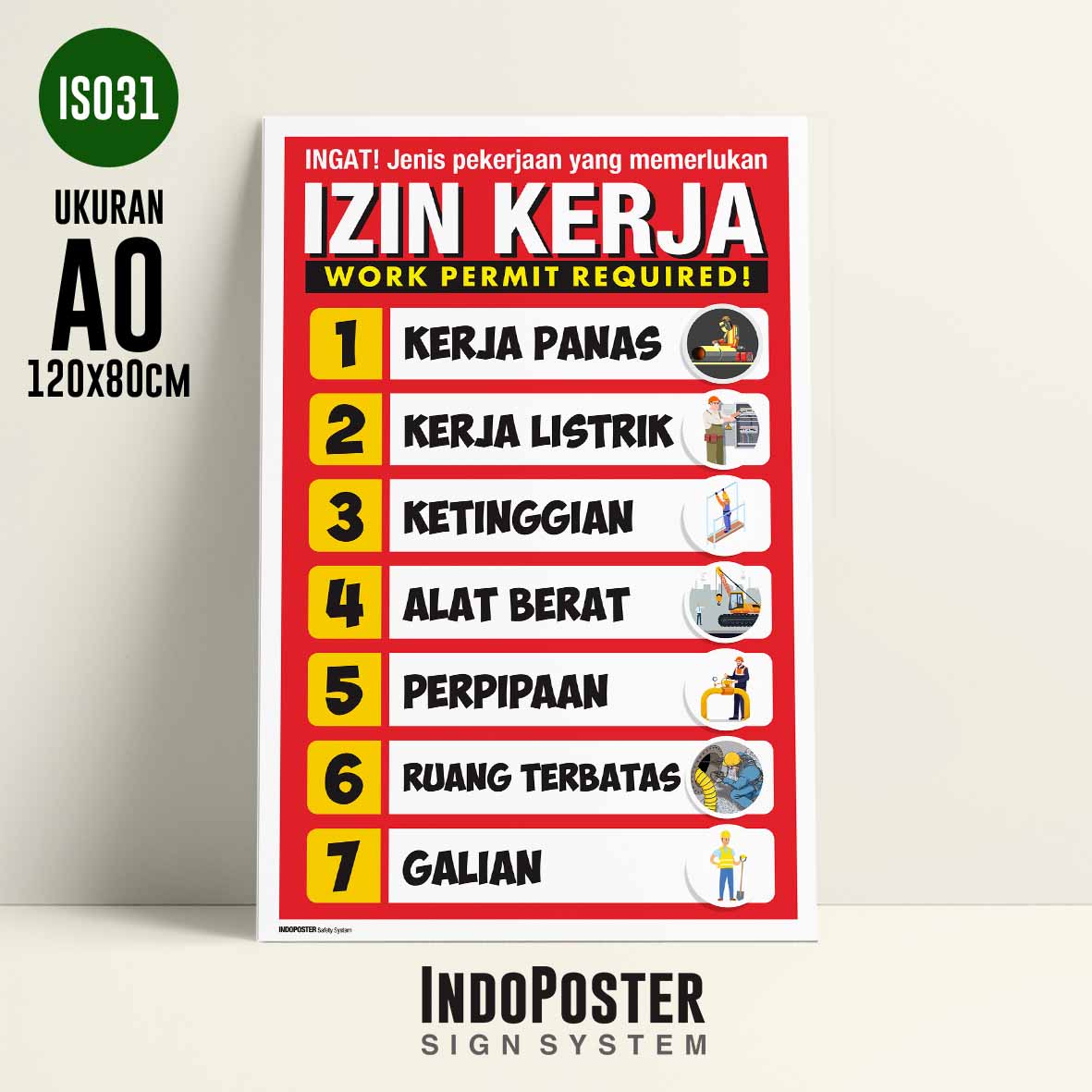 Safety Poster K3 Pekerjaan yang Memerlukan Izin Kerja Ukuran A1 ...