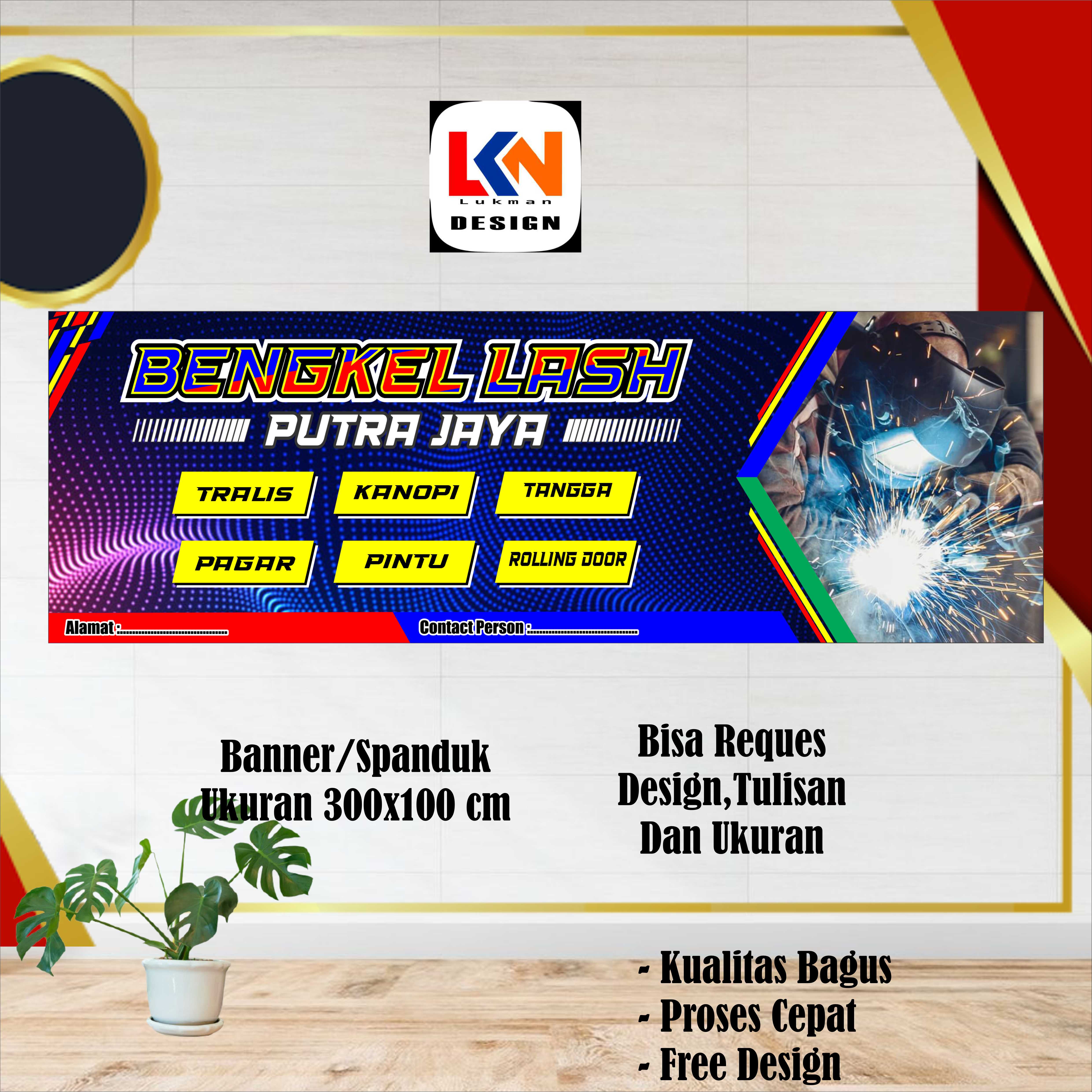 spanduk banner bengkel las keren uk,300x100cm | Lazada Indonesia