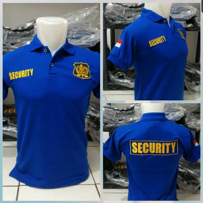 kaos Security baju satpam Benhur biru Baju polo kerah wangki distro ...