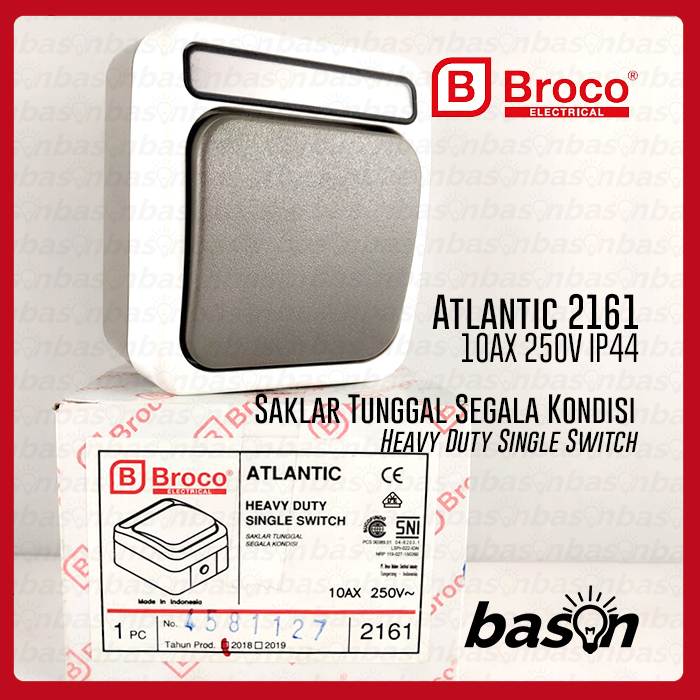 BROCO Atlantic 2161 Saklar Tunggal Outbow IP44 - Single Switch 1 Gang 1 ...
