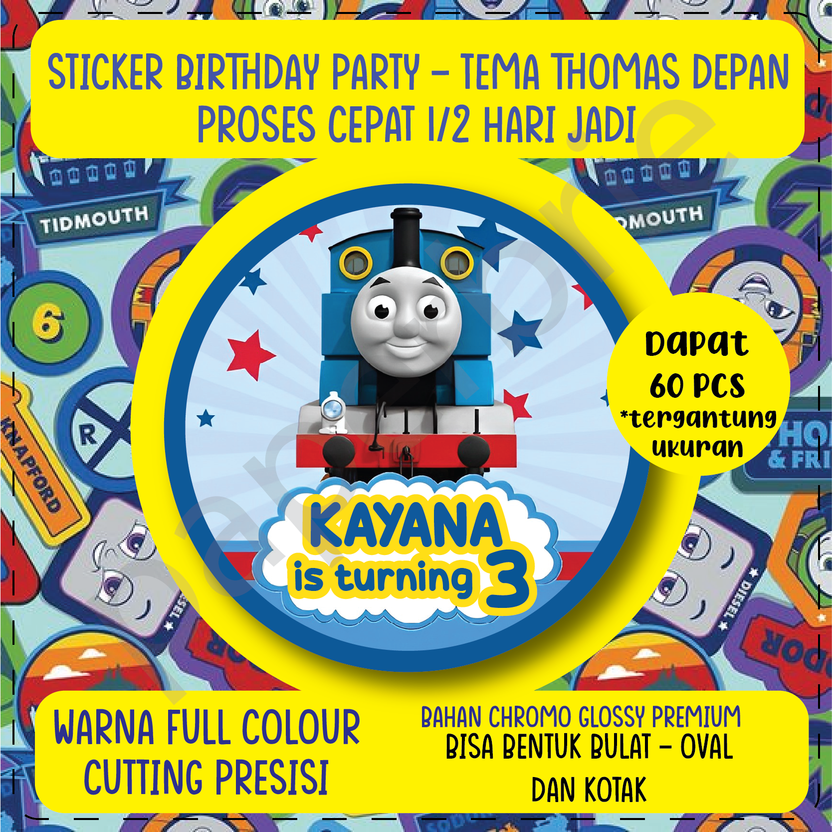 label stiker THOMAS DEPAN Ulang Tahun Anak - sticker birthday party ...