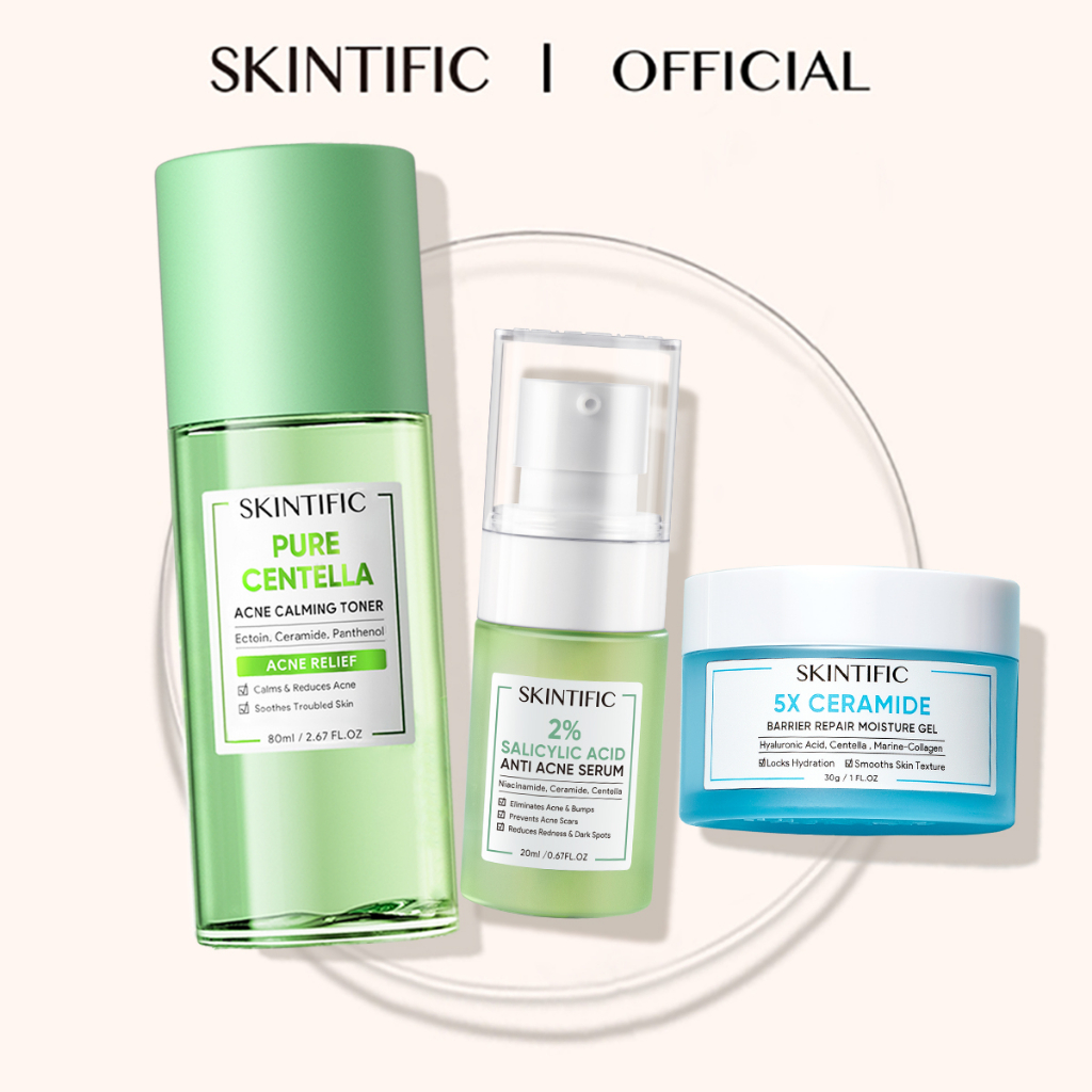 Skintific Centella Asiatica Face Toner 3pcs Acne Set Barrier