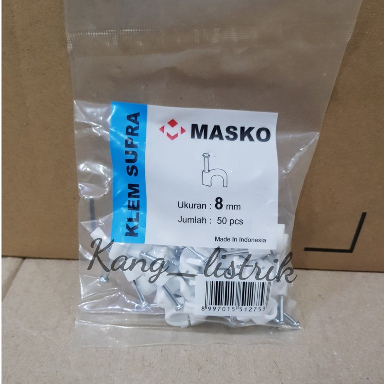 KLEM KABEL PAKU BETON NO 8 MM ( 50 PCS ) MASKO / CABLE CLIP LISTRIK ...