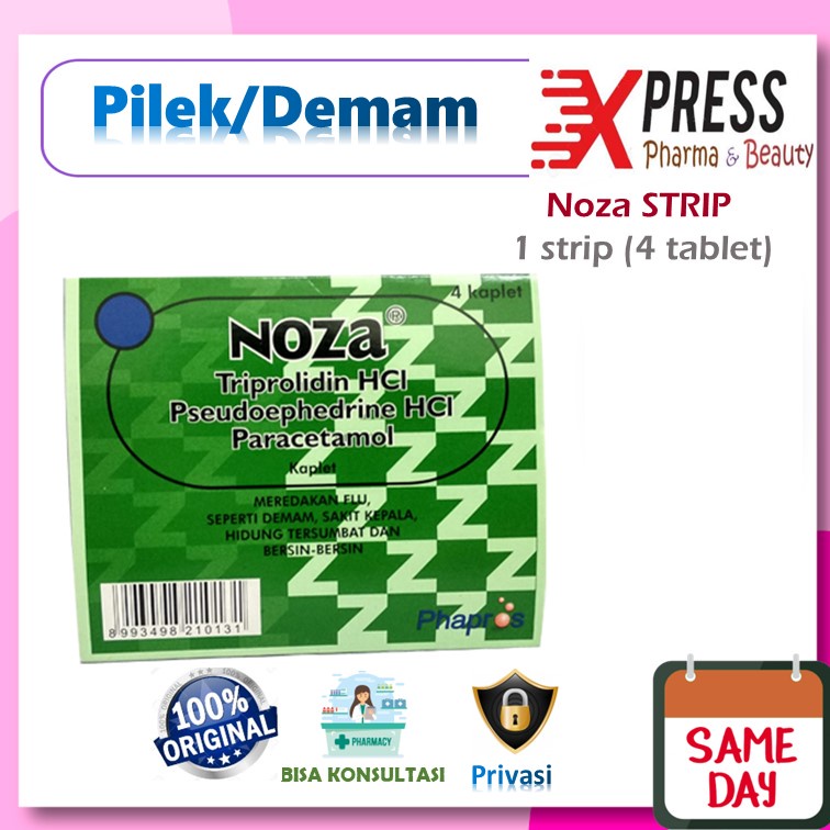 ⚡XPRESS⚡ Noza STRIP isi 4 Tablet Obat Pilek Alergi Bersin - Bersin Bersin Panas Demam Nyeri ...
