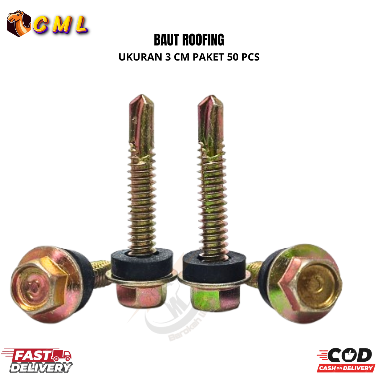 Baut Roofing Atap Ukuran 3cm (1 Bungkus isi 50 pcs)Baut Roofing kuning ...