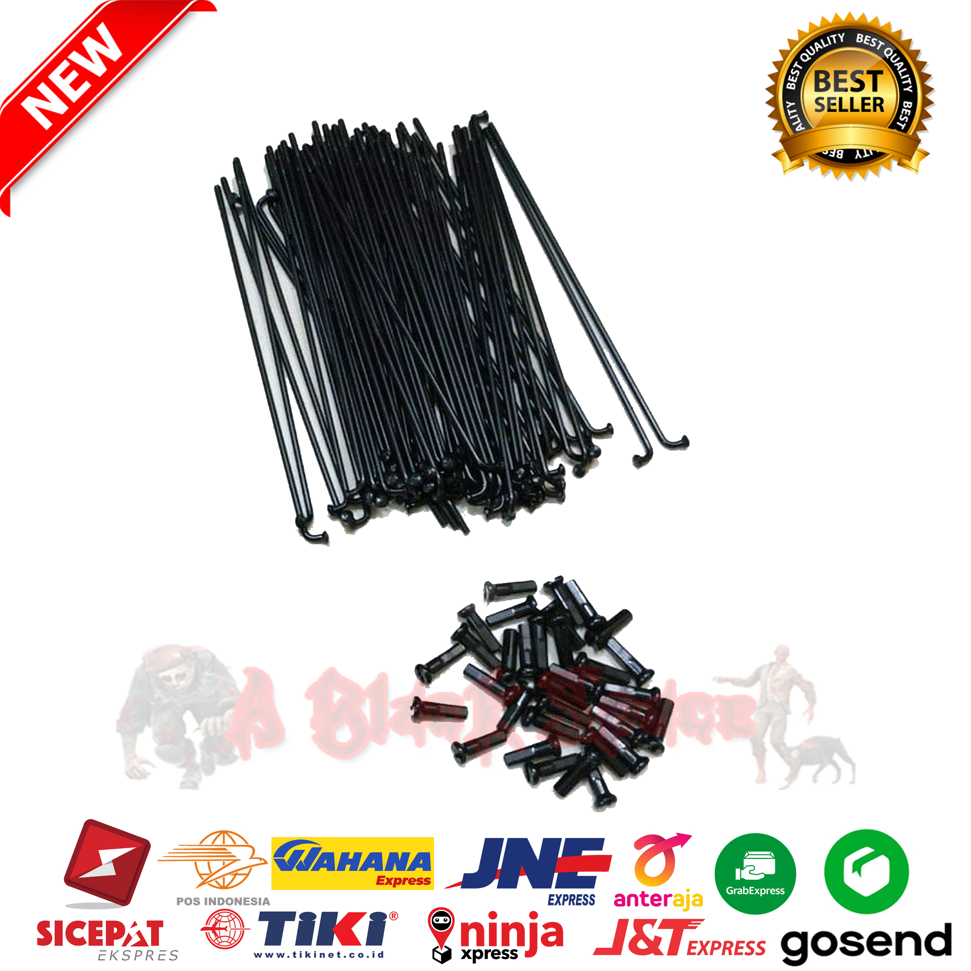 Jari Jari Ruji Spoke Sepeda Ukuran 16 Hitam BMX Seli Folding 36 pcs ...