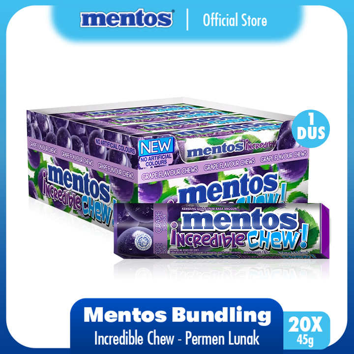Mentos Incredible Chew Grape 900g - Permen Karet Mint Rasa Anggur (1 ...