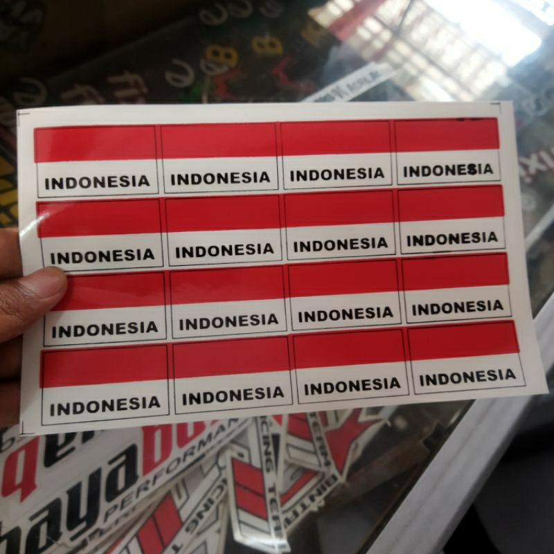 stiker bendera indonesia isi 16 13cm x 21 cm harga per lembar. sticker ...
