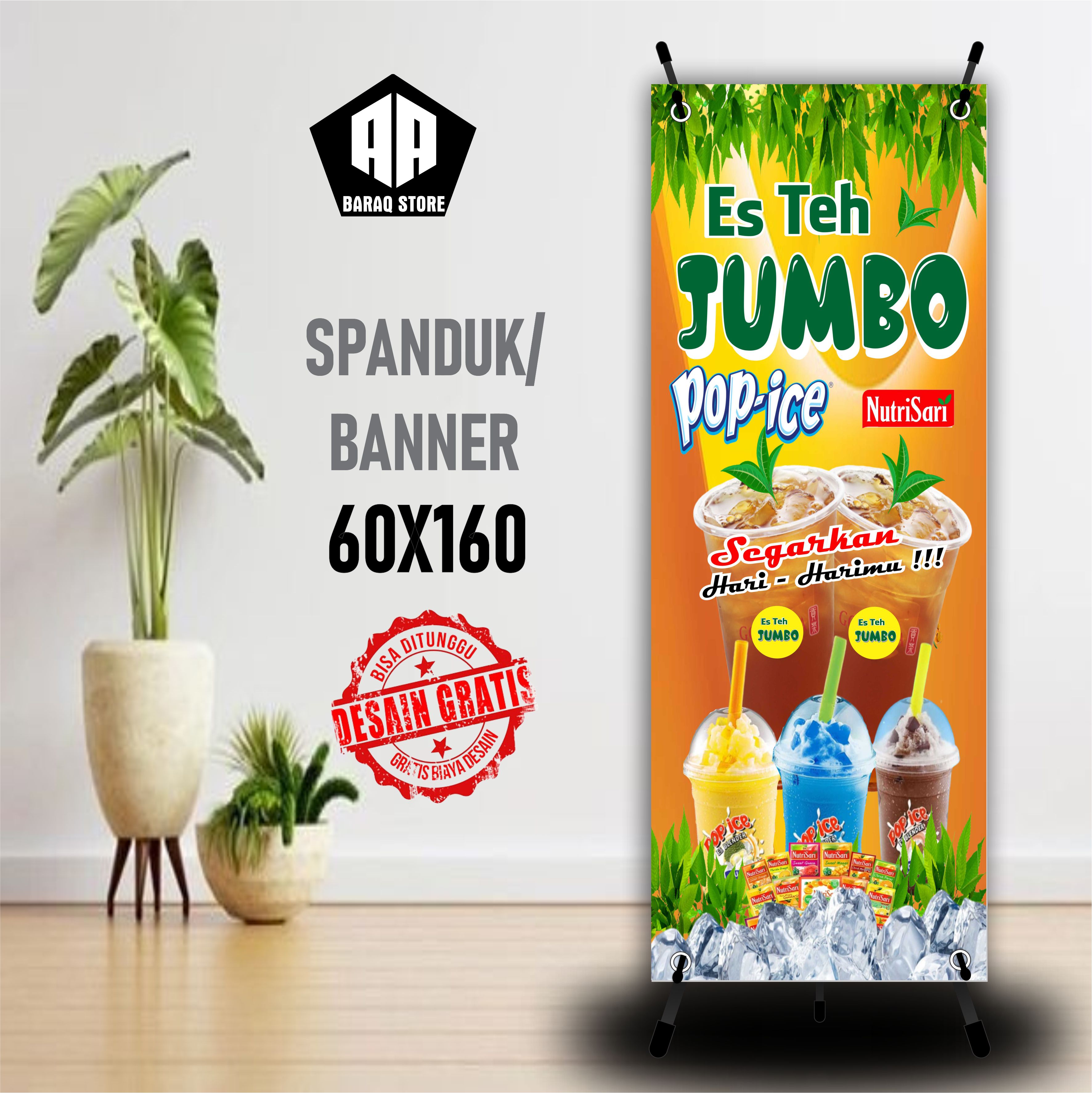 Cetak Banner Cetak Spanduk ES TEH JUMBO POP ICE NUTRISARI UKURAN 60X160 ...