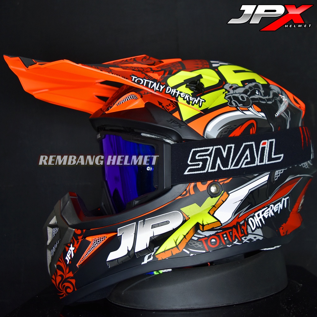 HELM JPX CROSS FOX1 X16 FLUO RED DOFF PAKET GANTENG GOOGLE SNAIL HELM ...