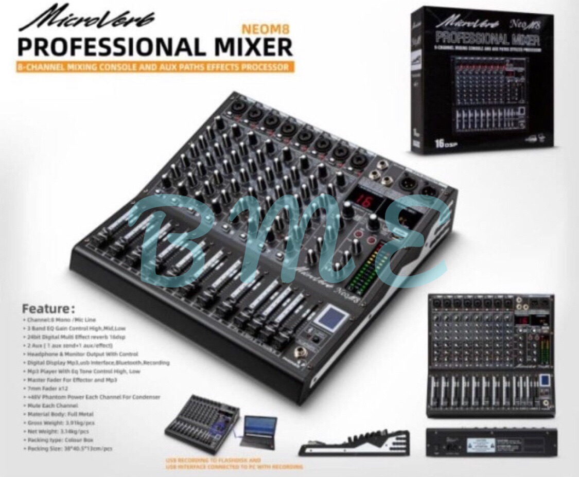MIXER MICROVERB NEO M8 USB BLUTOOTH RECORDING TO PC MICROVERB NEOM8 ...