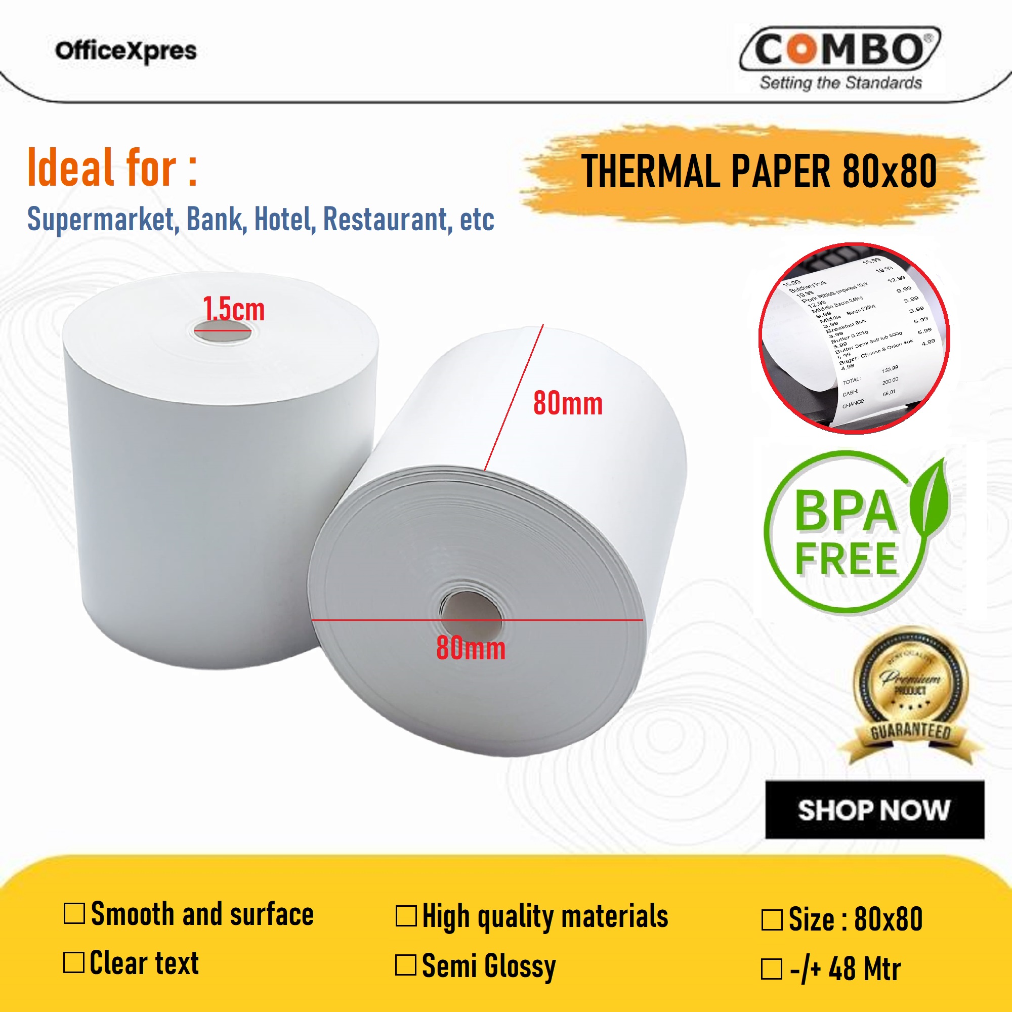 Kertas Struk Kasir Thermal 80x80 Bulk / Thermal Paper Roll 80 x 80 ...