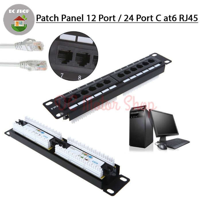 Patch Panel 12 Port CAT6 12Port RJ45 Networking Wall Mount Rack Mount ...