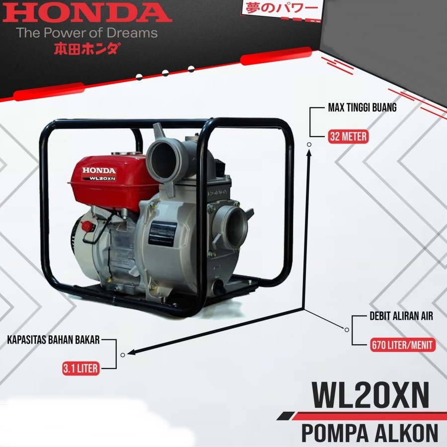 HONDA Pompa Sawah Pompa Alkon Pompa Irigasi 2 Inch WL20XN WL 20 XN | Lazada Indonesia