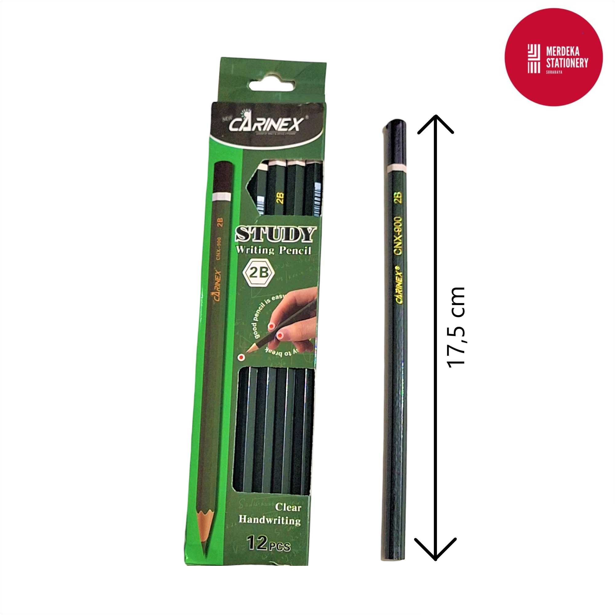 (ISI 12)Pensil/Pencil Batang Ujian/Ulangan 2B Carinex Hijau CNX-900 For ...