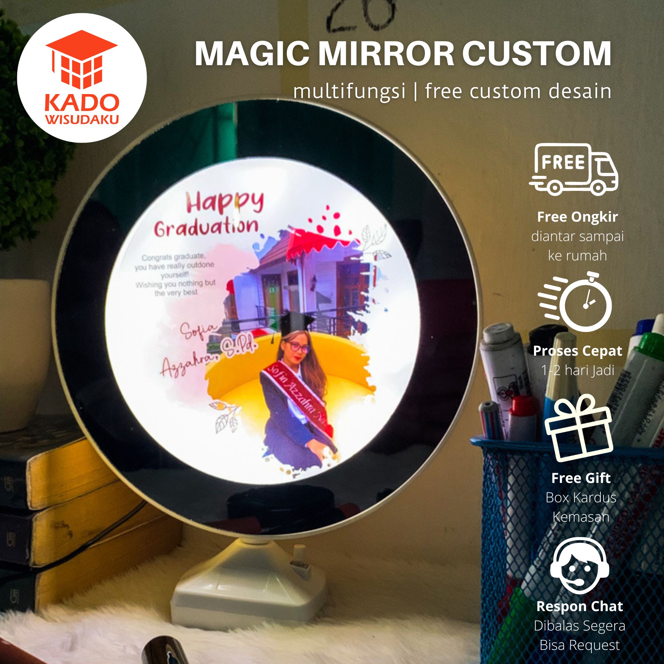 Magic Mirror Cermin Custom Foto Wisuda | Lazada Indonesia