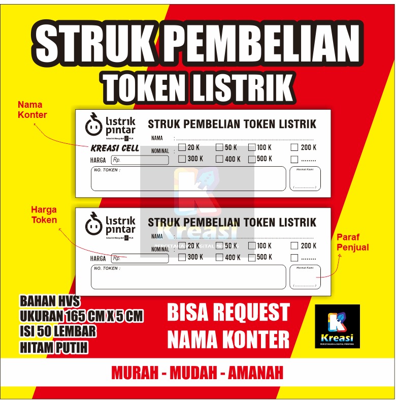 STRUK TOKEN LISTRIK / NOTA TOKEN LISTRIK | Lazada Indonesia