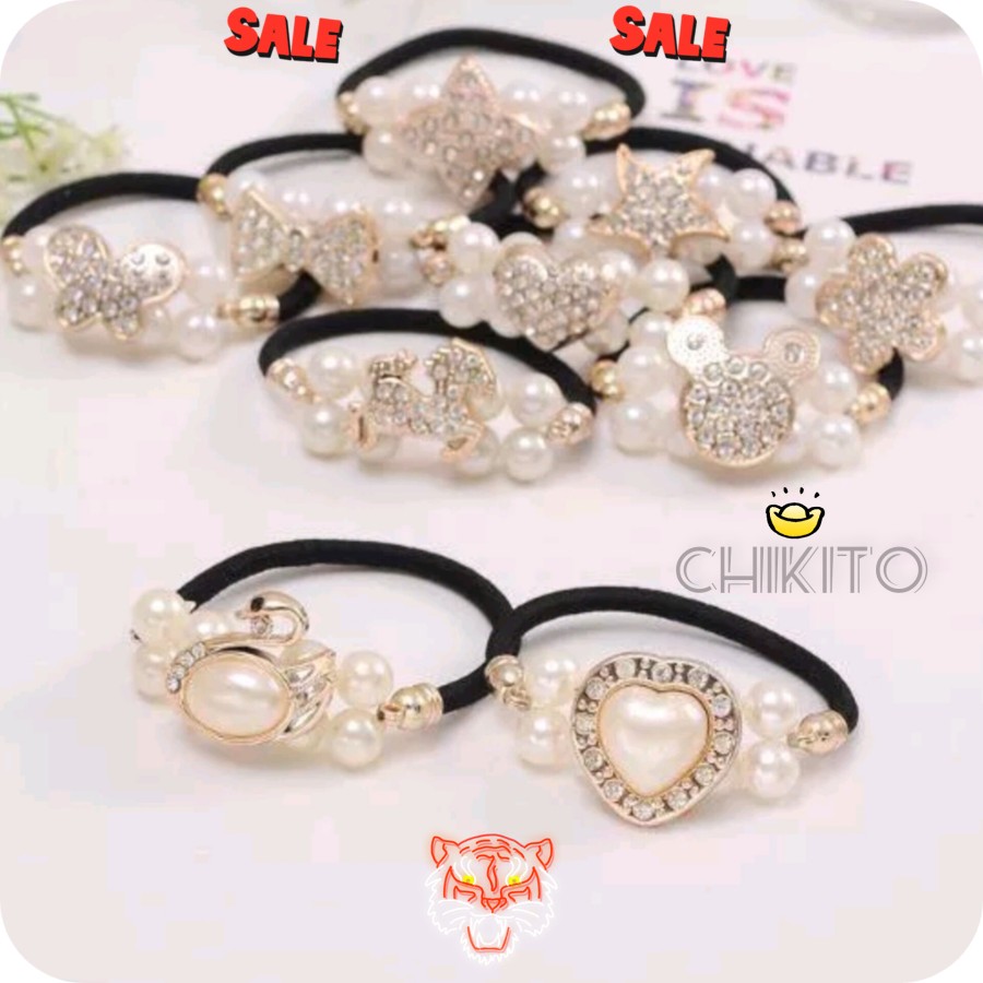 CHIKITO Tali Ikat Rambut Korea Model Mutiara / Karet Rambut Anak RW807 ...