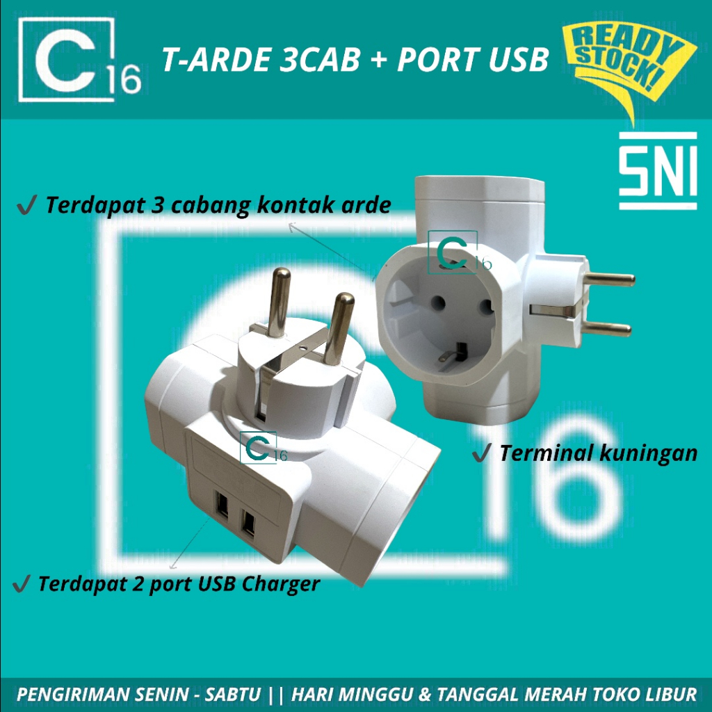 Steker T Arde USB Port + Saklar 3 Cabang | Lazada Indonesia