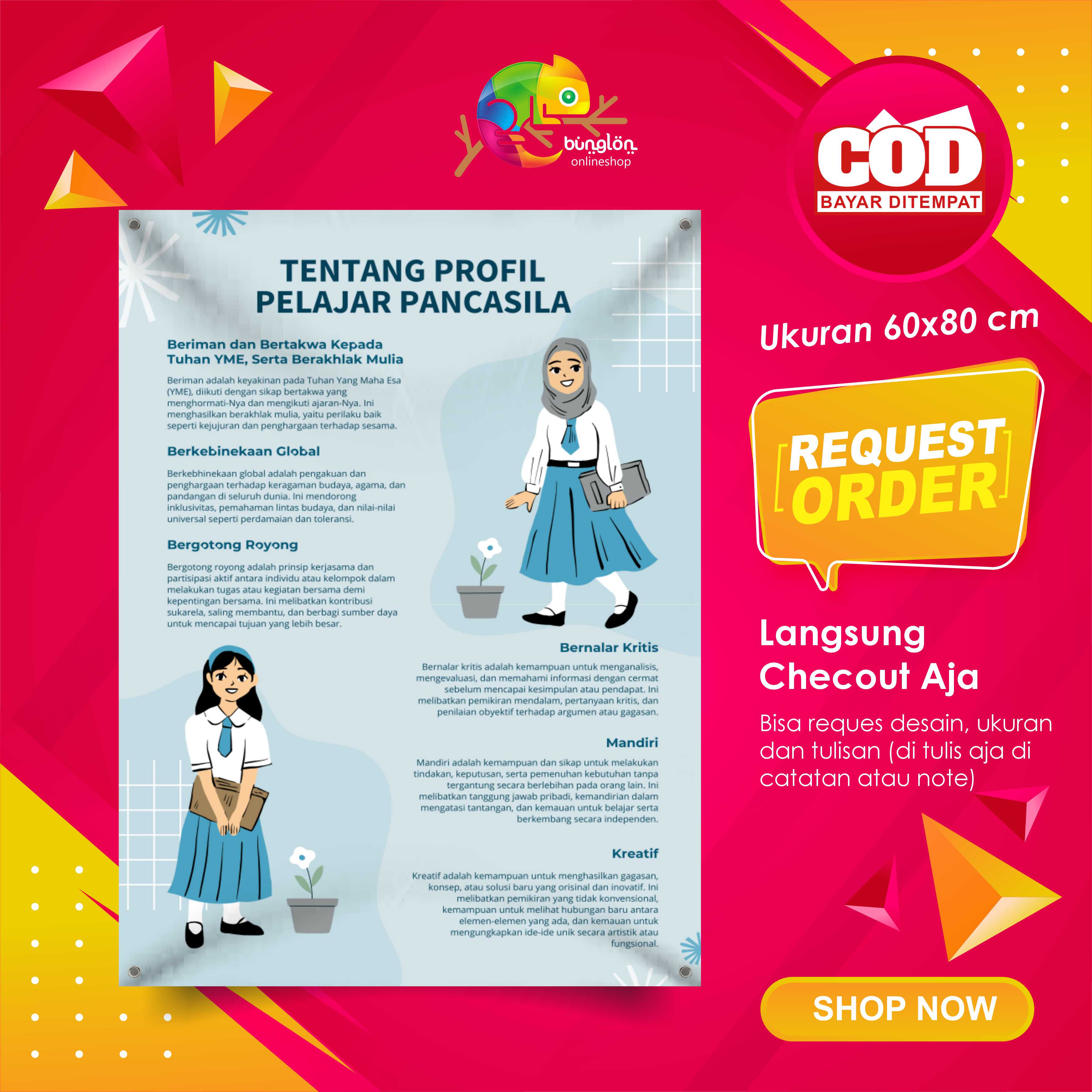 Spanduk Banner Biru Ilustrasi Tentang Profil Pelajar Pancasila Poster ...