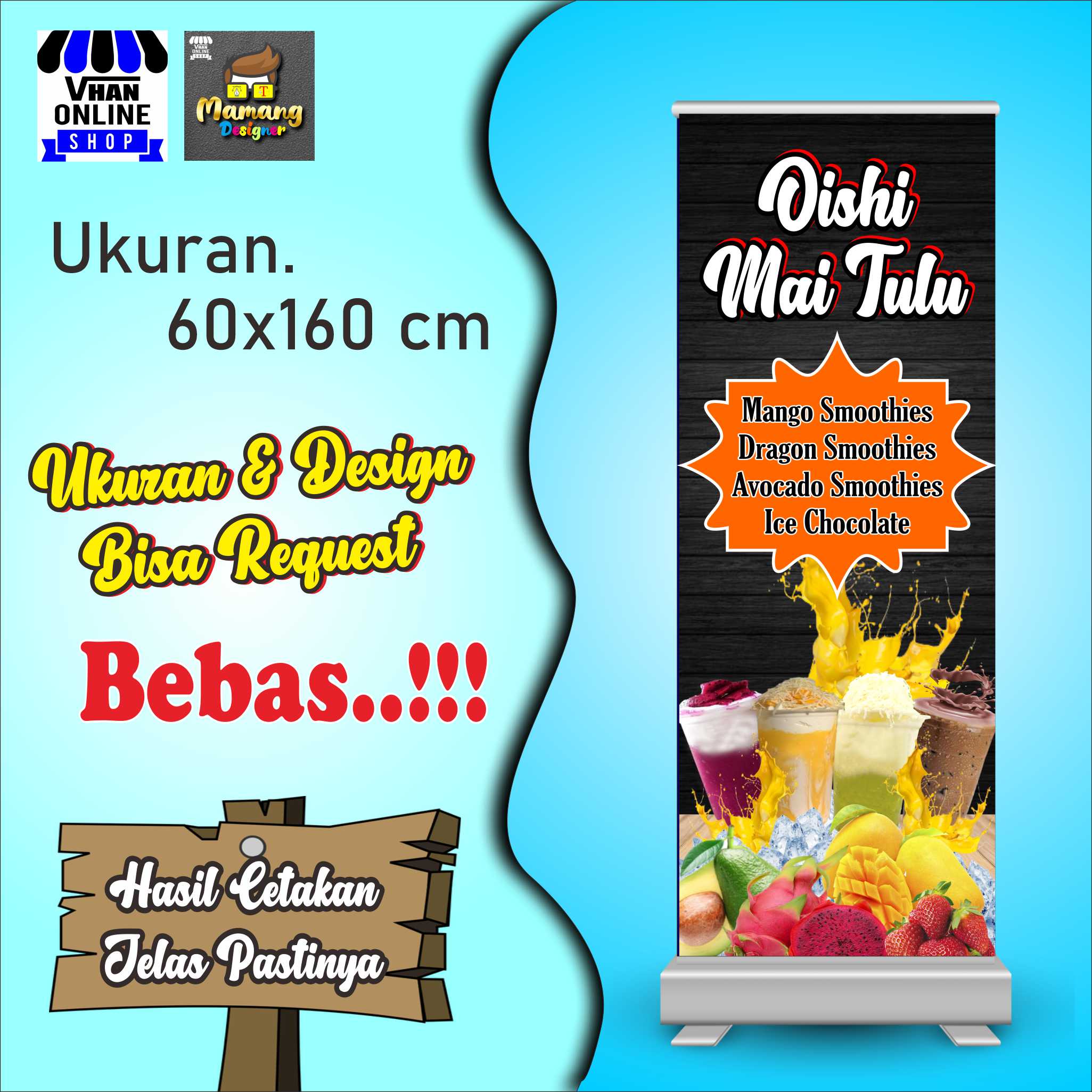 Request Banner, Spanduk Jualan Smoothies Fruits, Buah Kocok, Hitam ...
