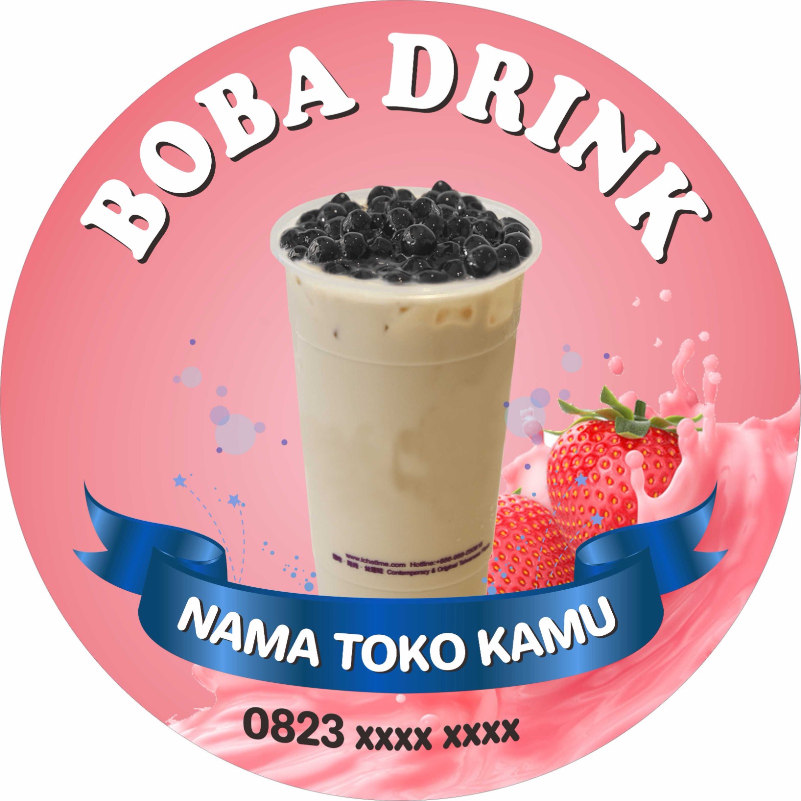 STIKER VINYL MINUMAN BOBA (CUSTOM NAMA KIOS TULIS DI CHAT/CATATAN ORDER ...