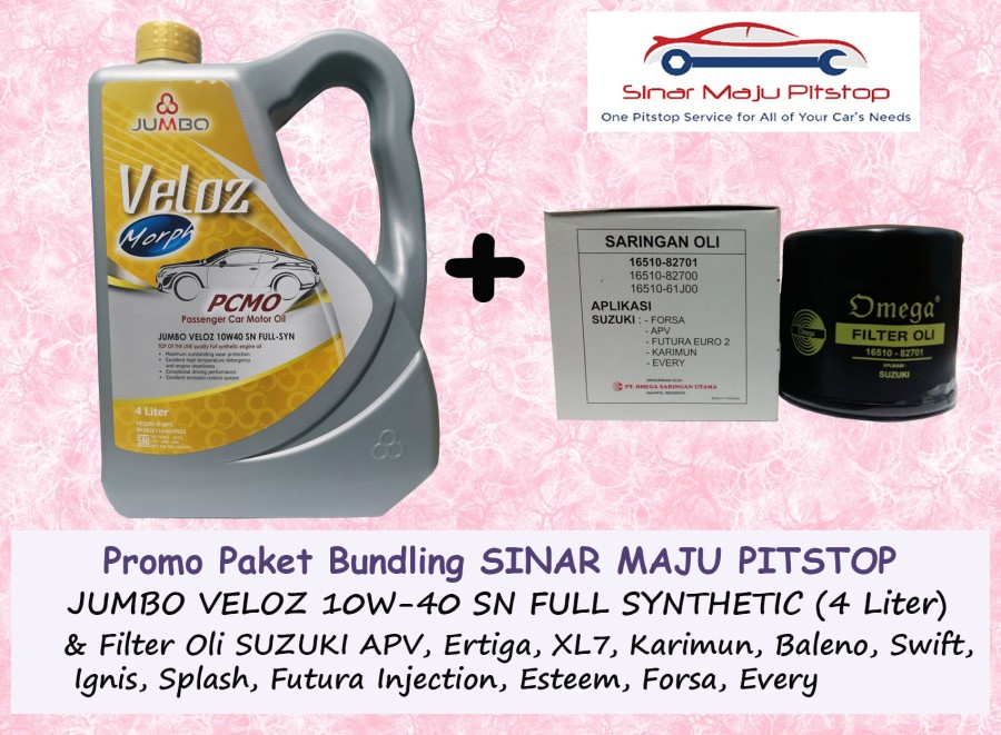 Paket Bundling Oli JUMBO VELOZ 10W-40 API SN Original 4 Liter & Filter ...