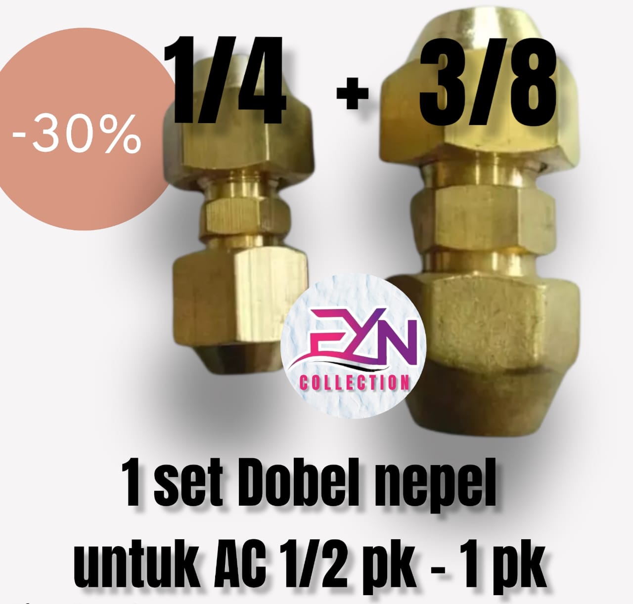 [1 SET] DOUBLE NEPEL 1/4 + 3/8 / DOBEL NEPEL AC 1/2 PK 3/4 PK DAN 1PK | Lazada Indonesia