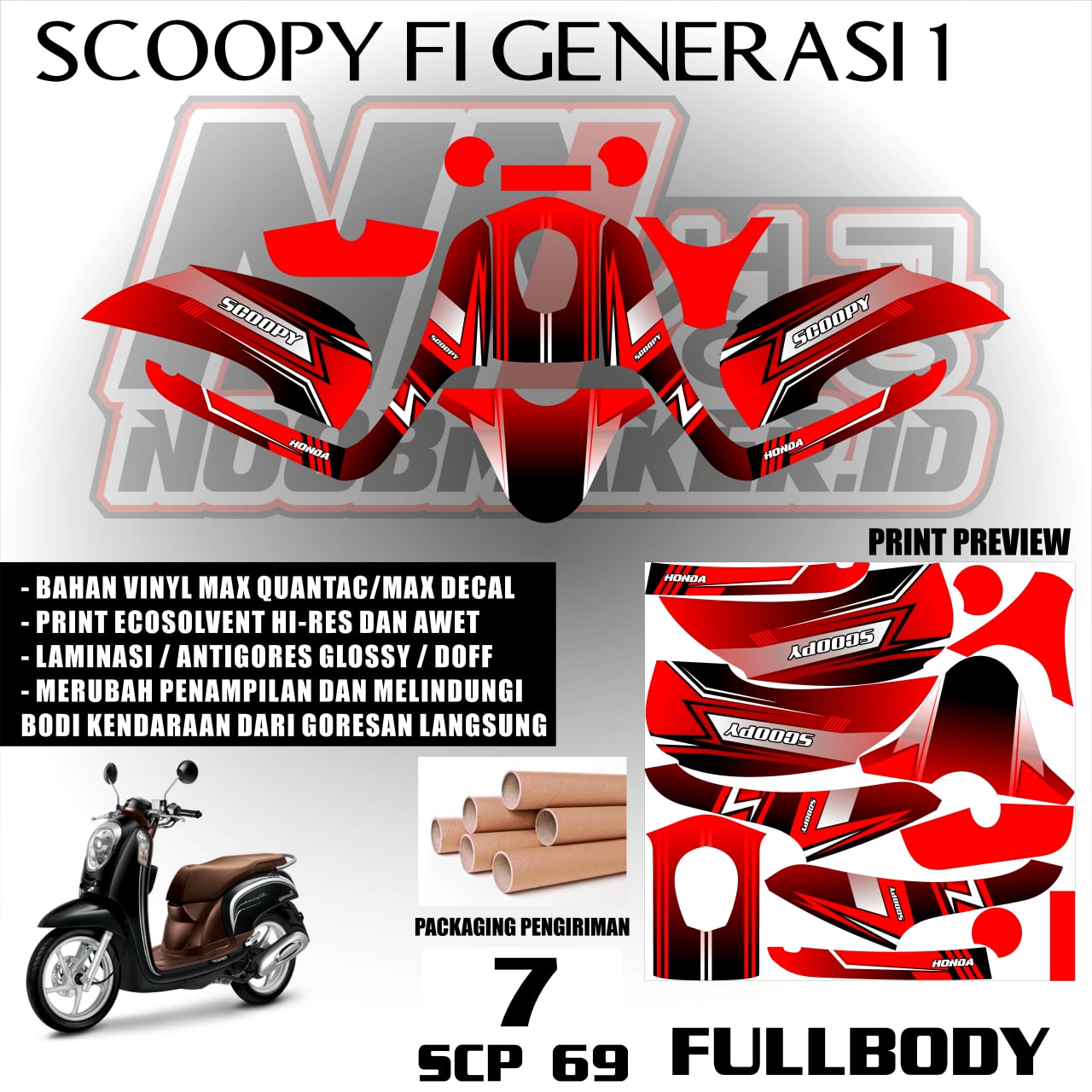 SCP 69 DECAL STICKER SCOOPY FI 2013 2014 2015 2016 RACING FULLBODY ...