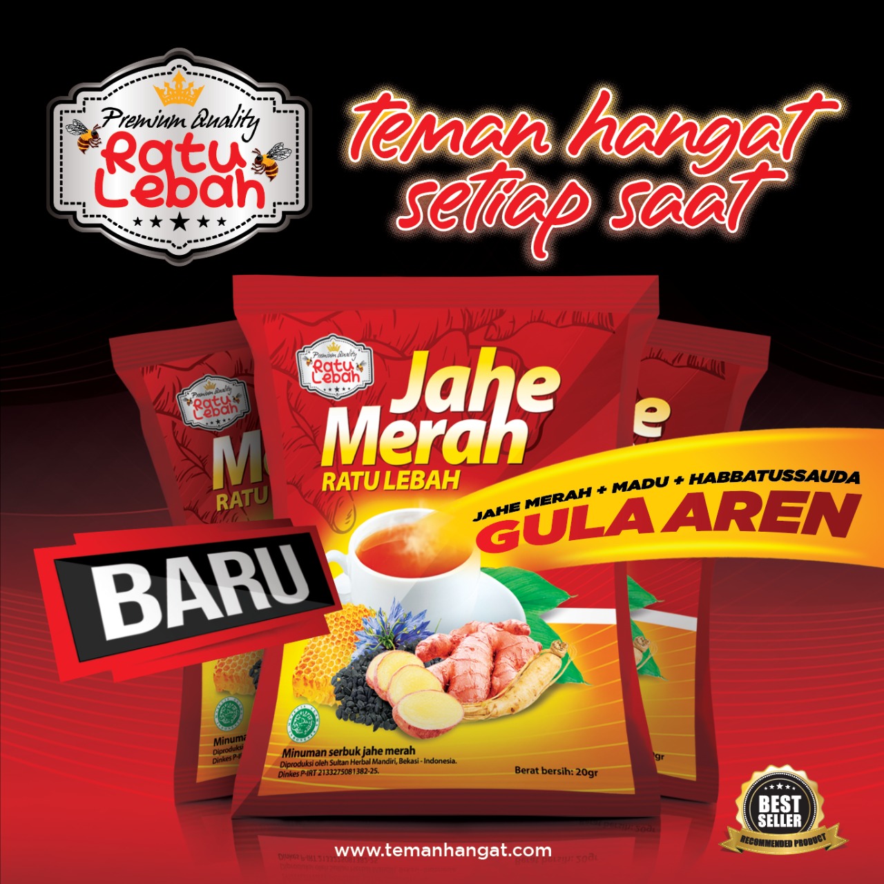 1 Saset Jahe Merah Super Ratu Lebah plus Madu Gula Aren dan ...