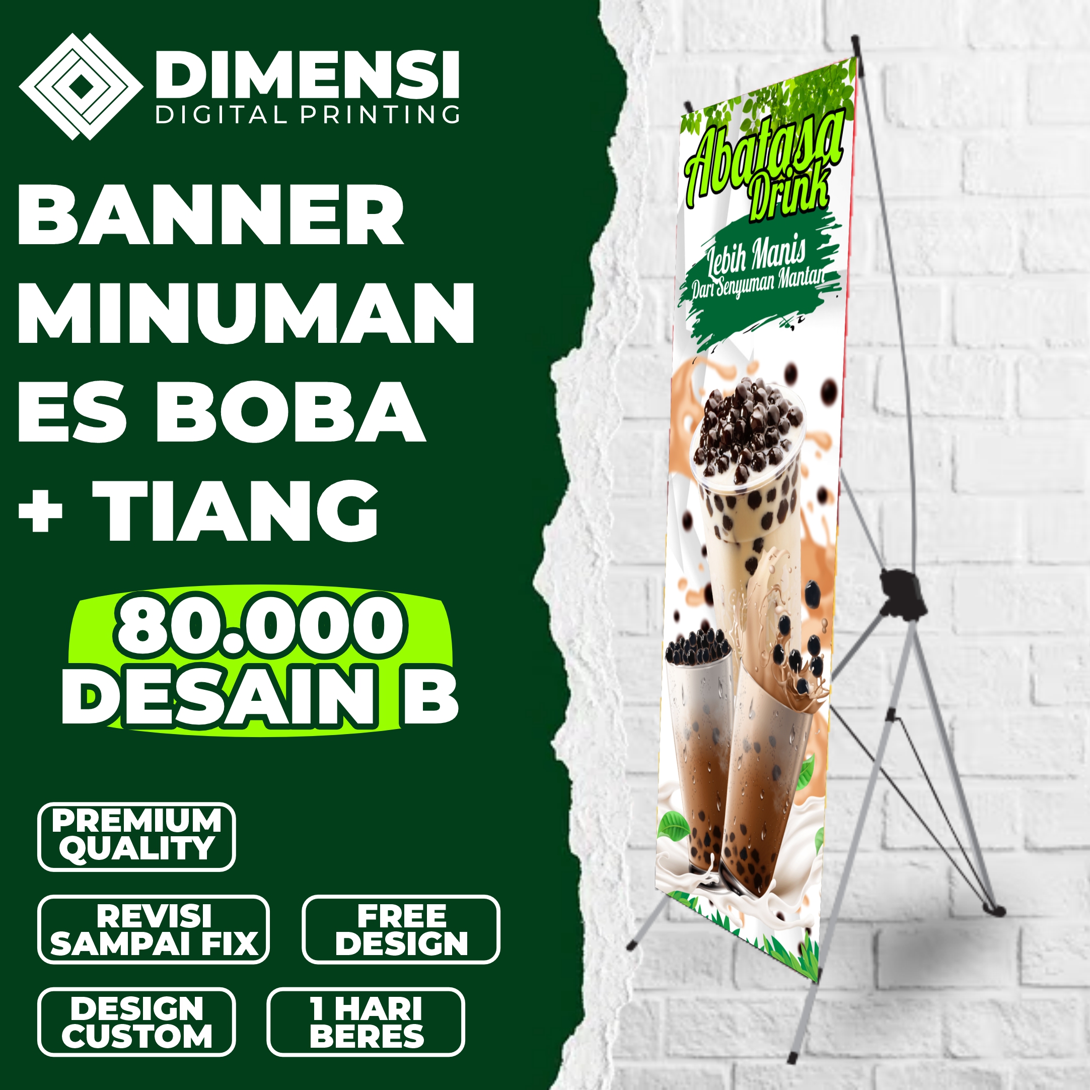 Standing banner es boba drink / banner spanduk boba / spanduk plus ...