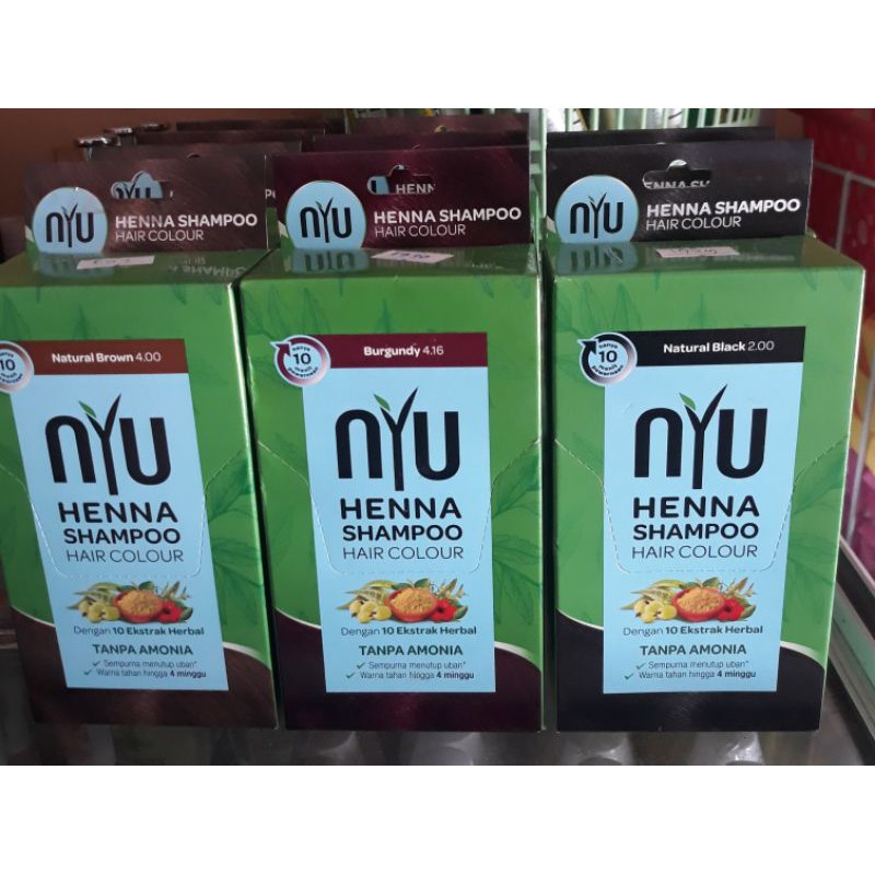 NYU Henna Shampoo Hair Colour 1 Box isi 4 Sachet 20ml | Lazada Indonesia