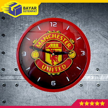 Jam Dinding Tempel Manchester United Wall Clock Sepak Bola Foot Ball ...