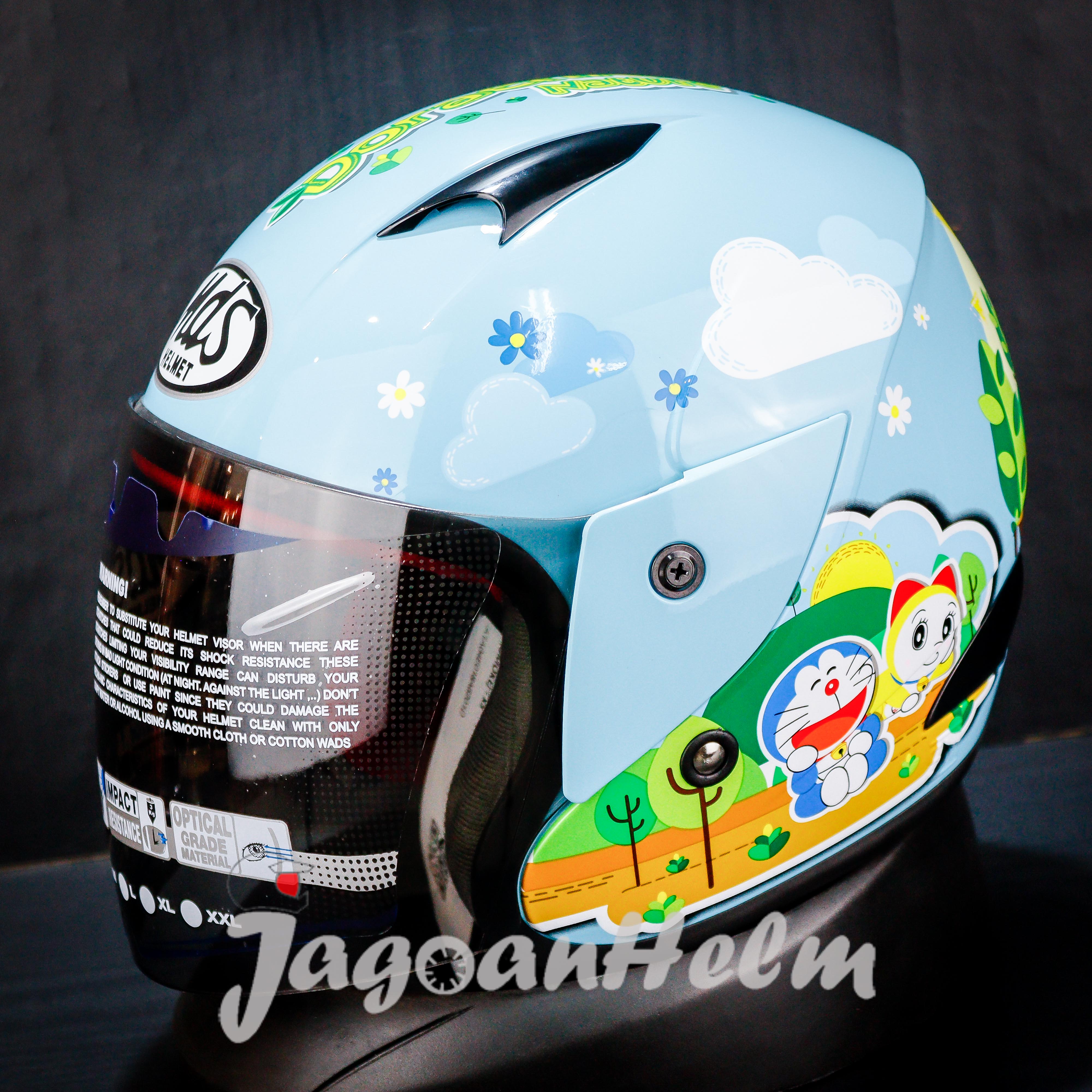 MDS HELM ANAK SPORT R3 JR | BLUE PASTEL | JUNIOR DORAEMON NATURE ...