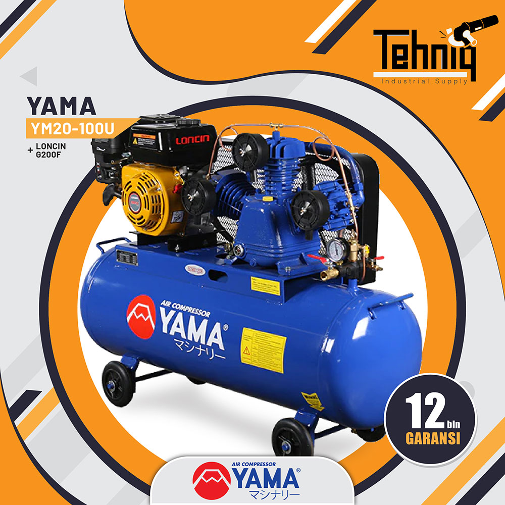 Kompresor Angin Listrik YAMA YM20-100U Kapasitas 2 HP + Engine Loncin ...