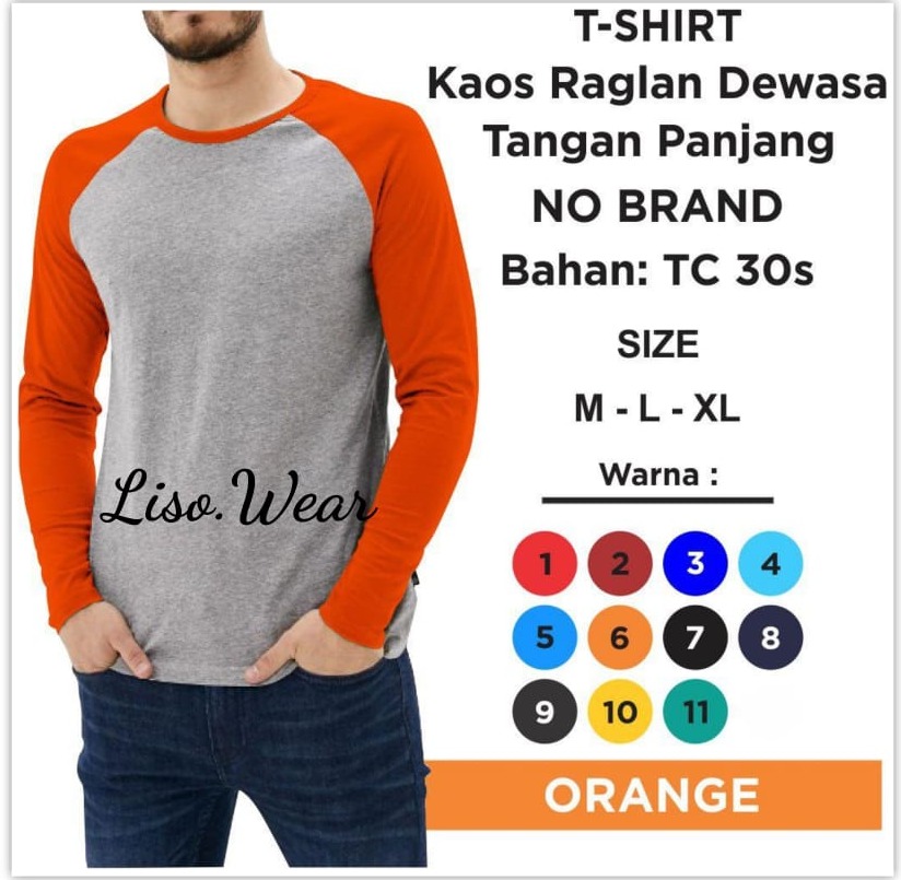Kaos reglan lengan panjang - baju atasan lengan panjang - kaos raglan ...