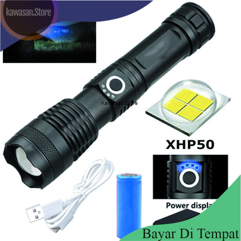 Super Bright LS 100000 Lumens XHP50 Senter LED 18650, Lampu Senter LED ...