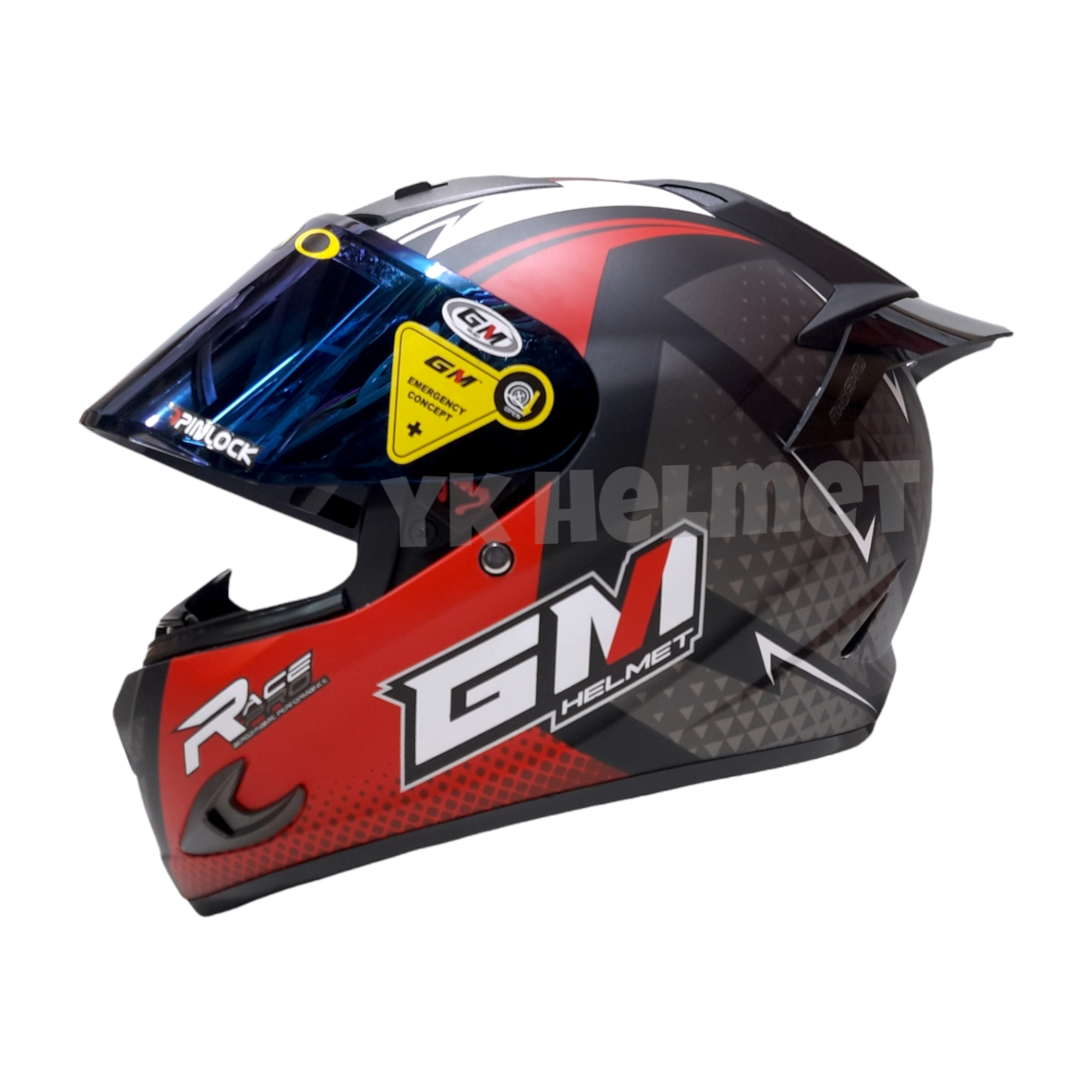 paket ganteng helm GM Race Pro FLASH black red dof flat visor iridium | Lazada Indonesia