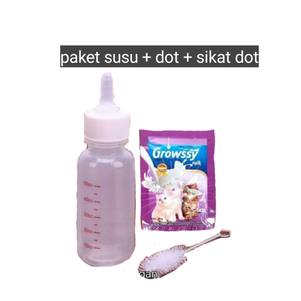 Paket Botol Dot + Sikat Dot + susu Growsy | Paket Baby Kitten Milk ...