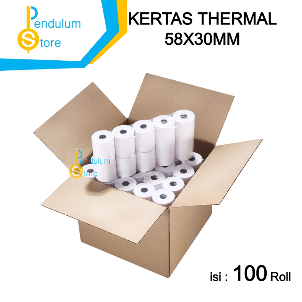 Paket Kertas Thermal 58x30mm isi 100 Roll / 100 Buah Thermal Paper ...