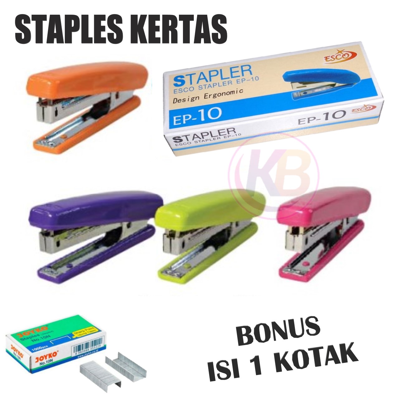 (FREE REFILL 1 KOTAK) Stapler ESCO EP-10 / Hekter / Stepler / Steples ...