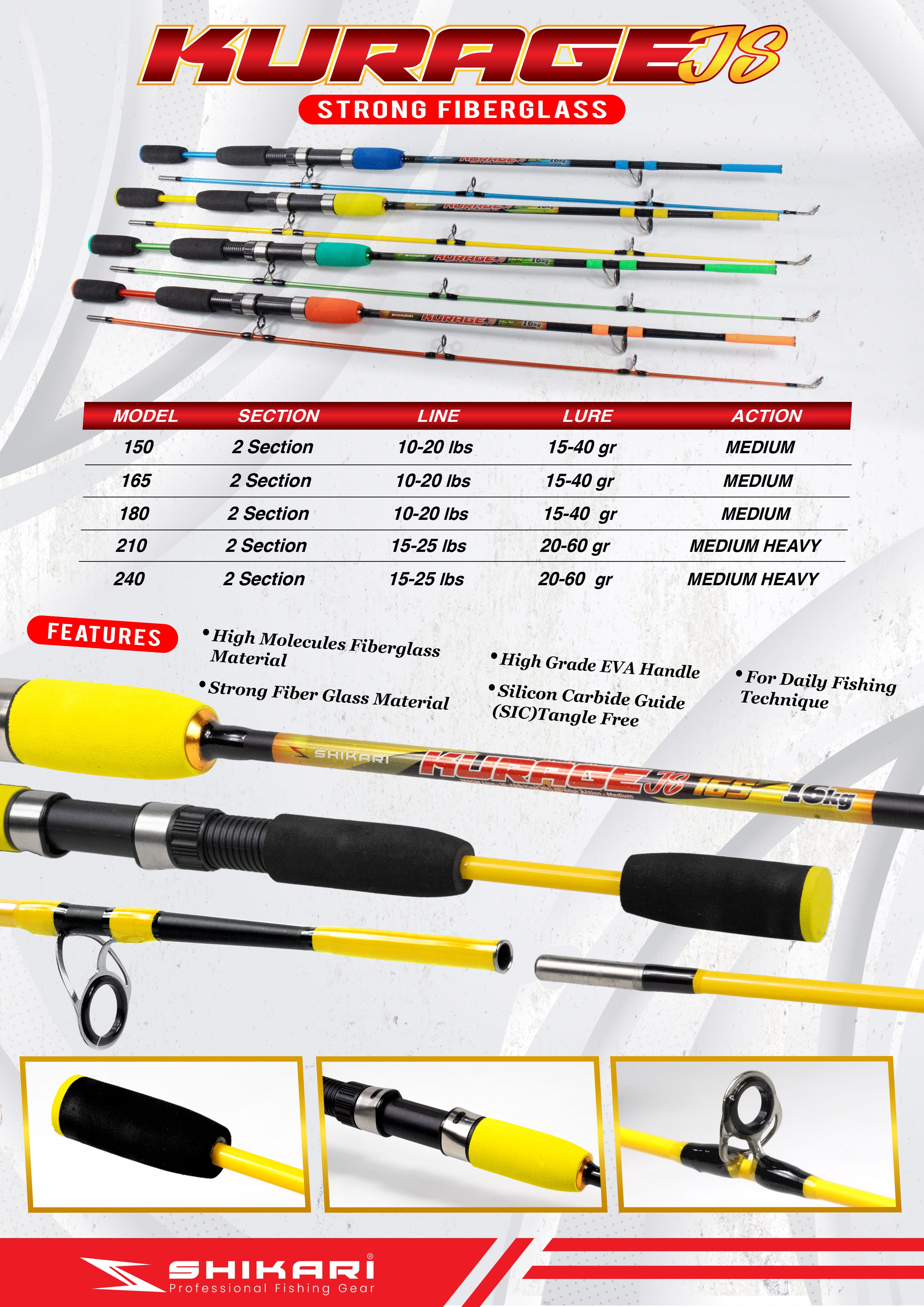 JORAN PANCING SHIKARI KURAGE JS FIBER SOLID 150 165 180 210 240 ...