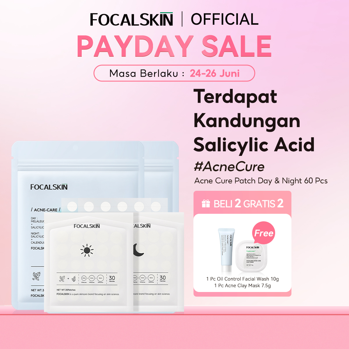 Focalskin Acne Cure Patch Pimple Spot Patch Sticker Jerawat Isi 60 Pcs ...