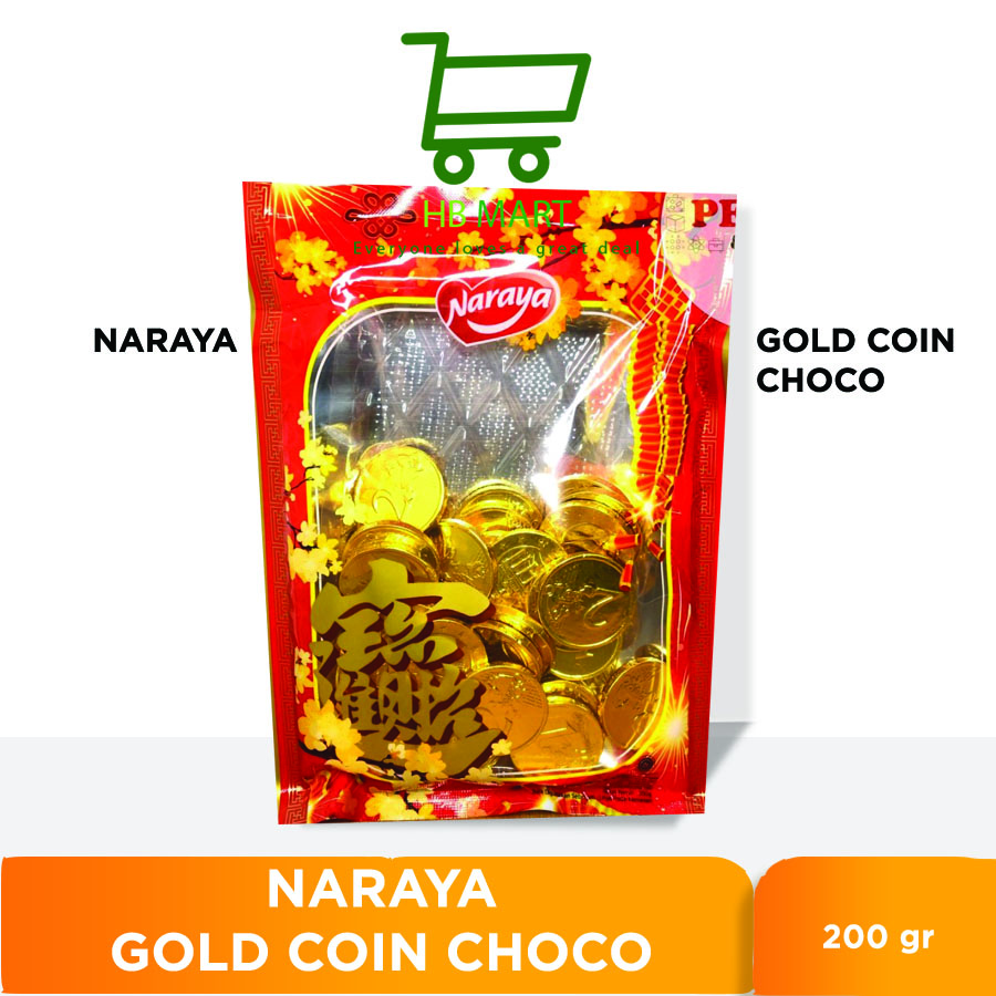 Coklat susu bentuk koin emas Naraya Choco Gold Coin 200g | Lazada Indonesia